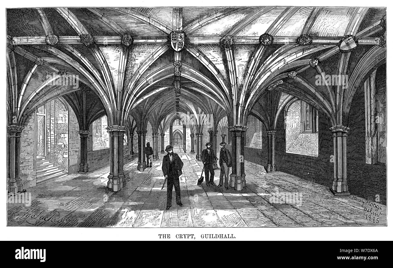 'The Crypt, Guildhall', City of London, 1886. Artist: Unknown Stock ...