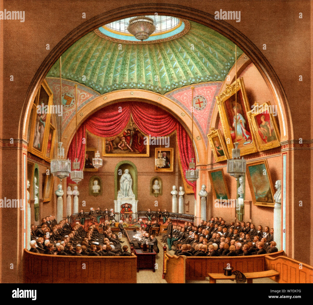 Council Chamber, Guildhall, City of London, 1886.Artist: William Griggs ...