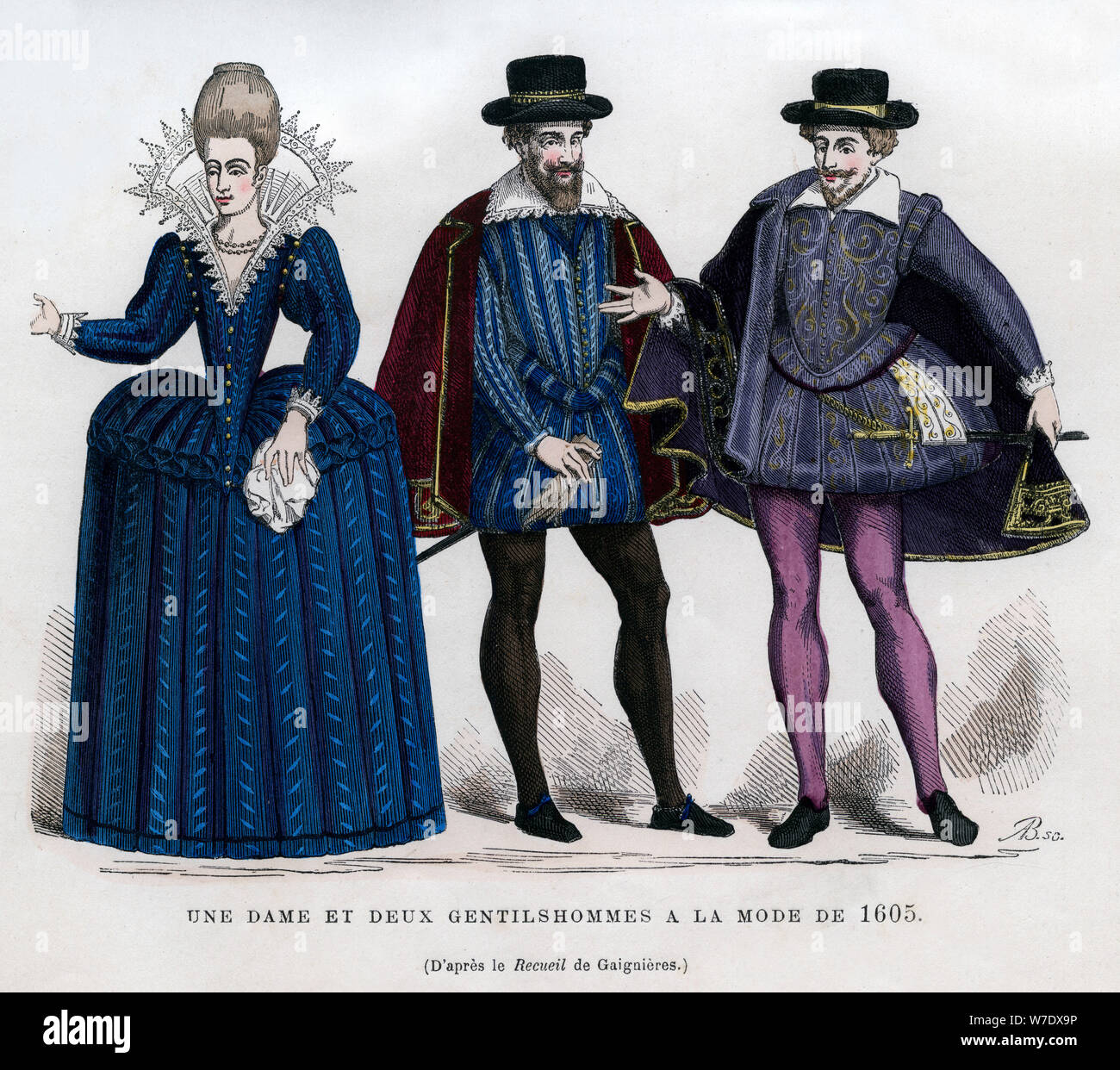 A lady and two gentlemen in French dress of 1605 (1882-1884). Artist ...