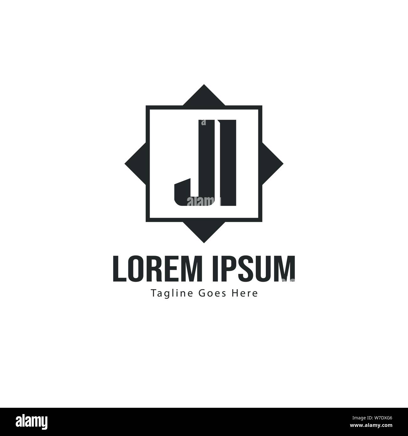Initial JI logo template with modern frame. Minimalist JI letter logo ...