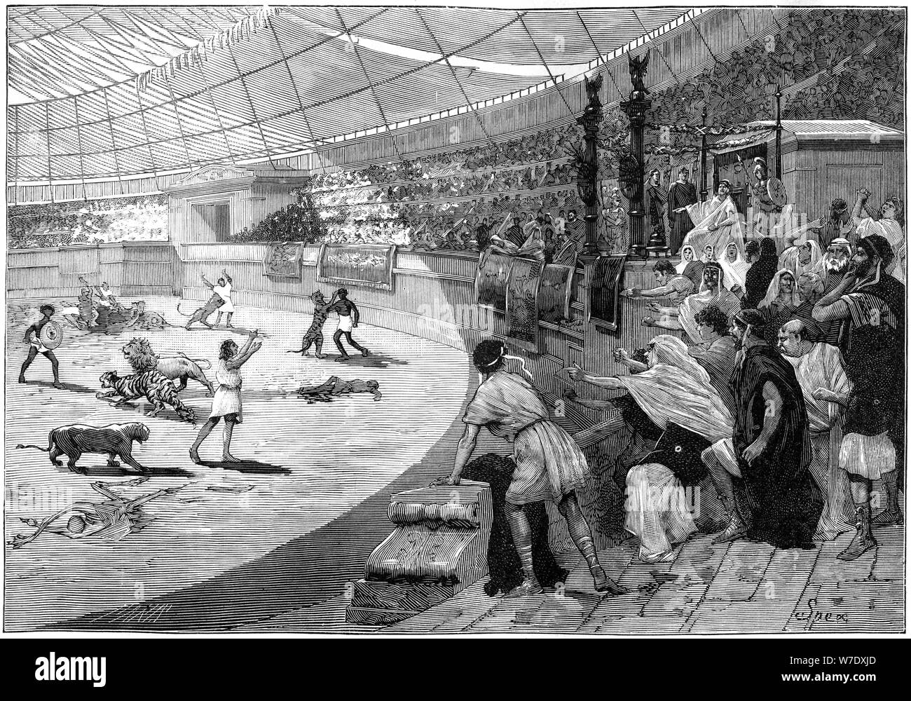 Entertainment in a Roman arena, 1882-1884.Artist: Spex Stock Photo - Alamy