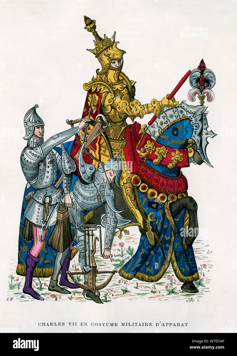 Charles VII, King of France, on horseback in full armour, 15th century (1882-1884).Artist ...