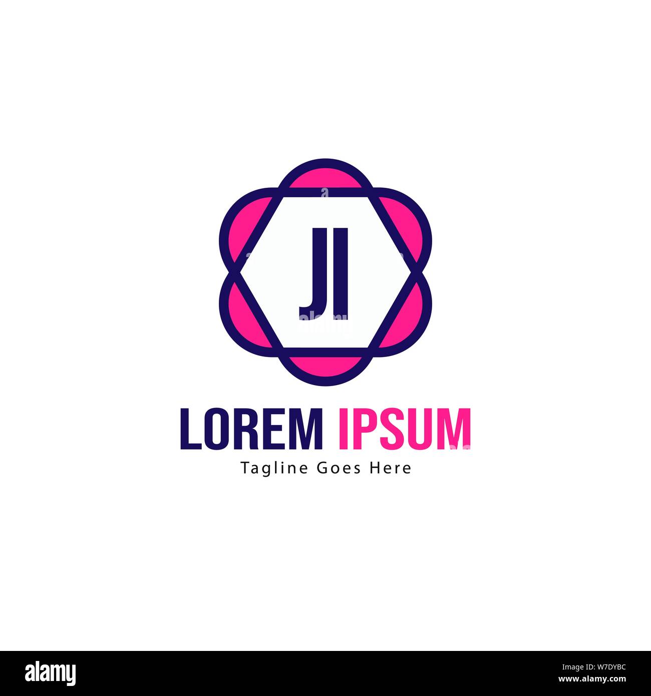 Initial JI logo template with modern frame. Minimalist JI letter logo ...