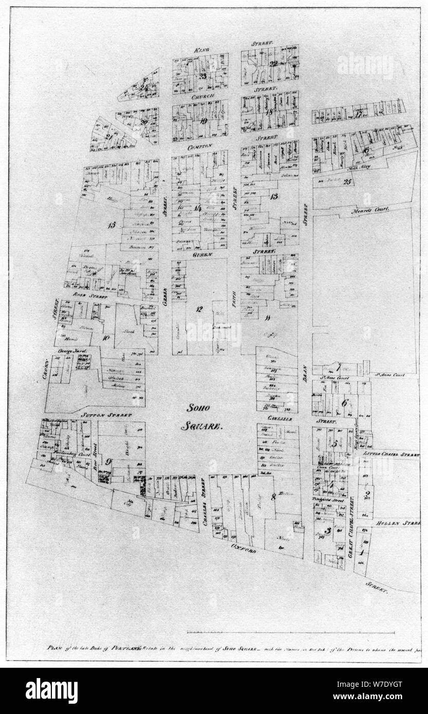Plan of the Duke of Portland's estate, Soho Square, London, 1907 ...