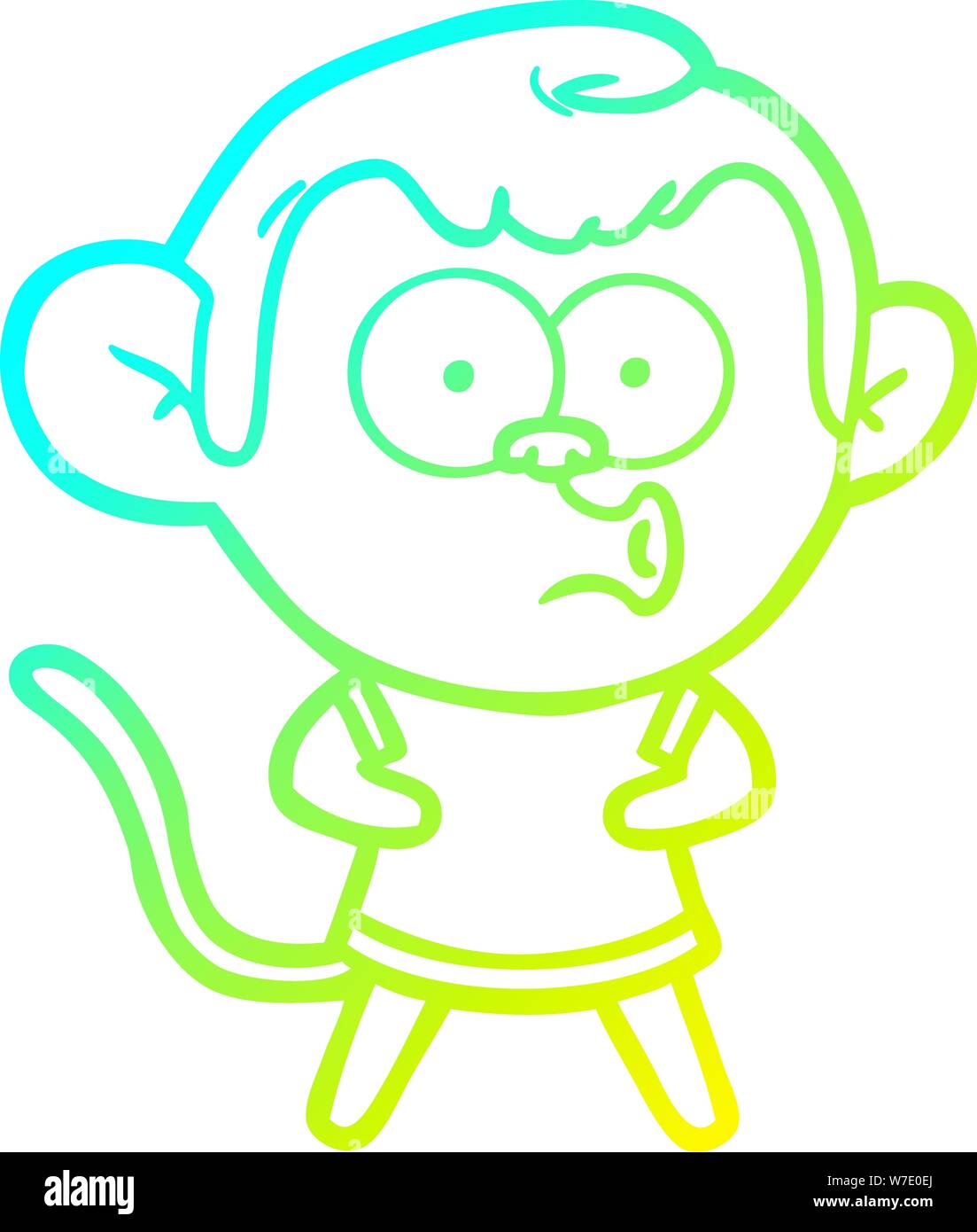 cold gradient line drawing of a cartoon surprised monkey Stock Vector ...