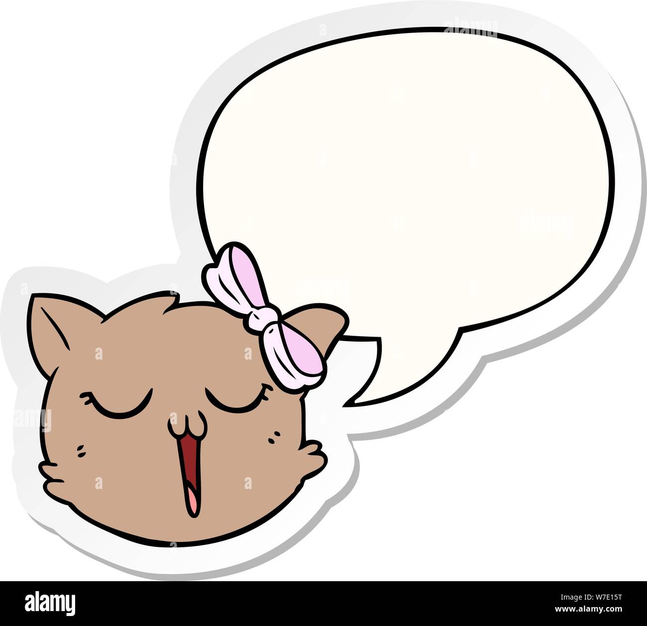 cartoon cat face with speech bubble sticker Stock Vector Image & Art ...