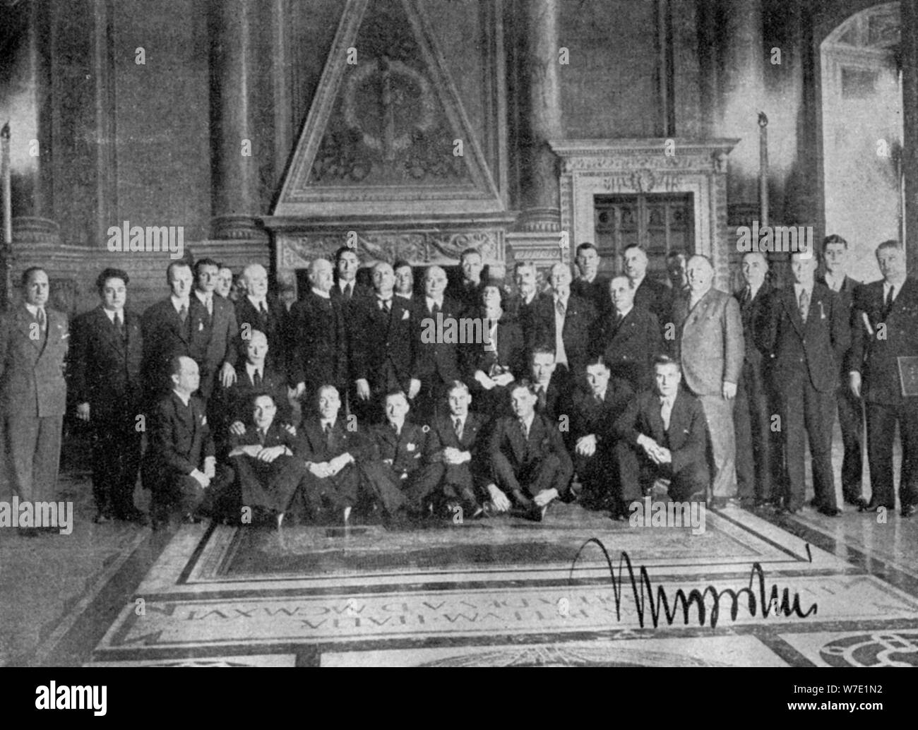 Il Duce poses, FA tour, Palazzo di Venezia, Rome, Italy, 1933. Artist ...
