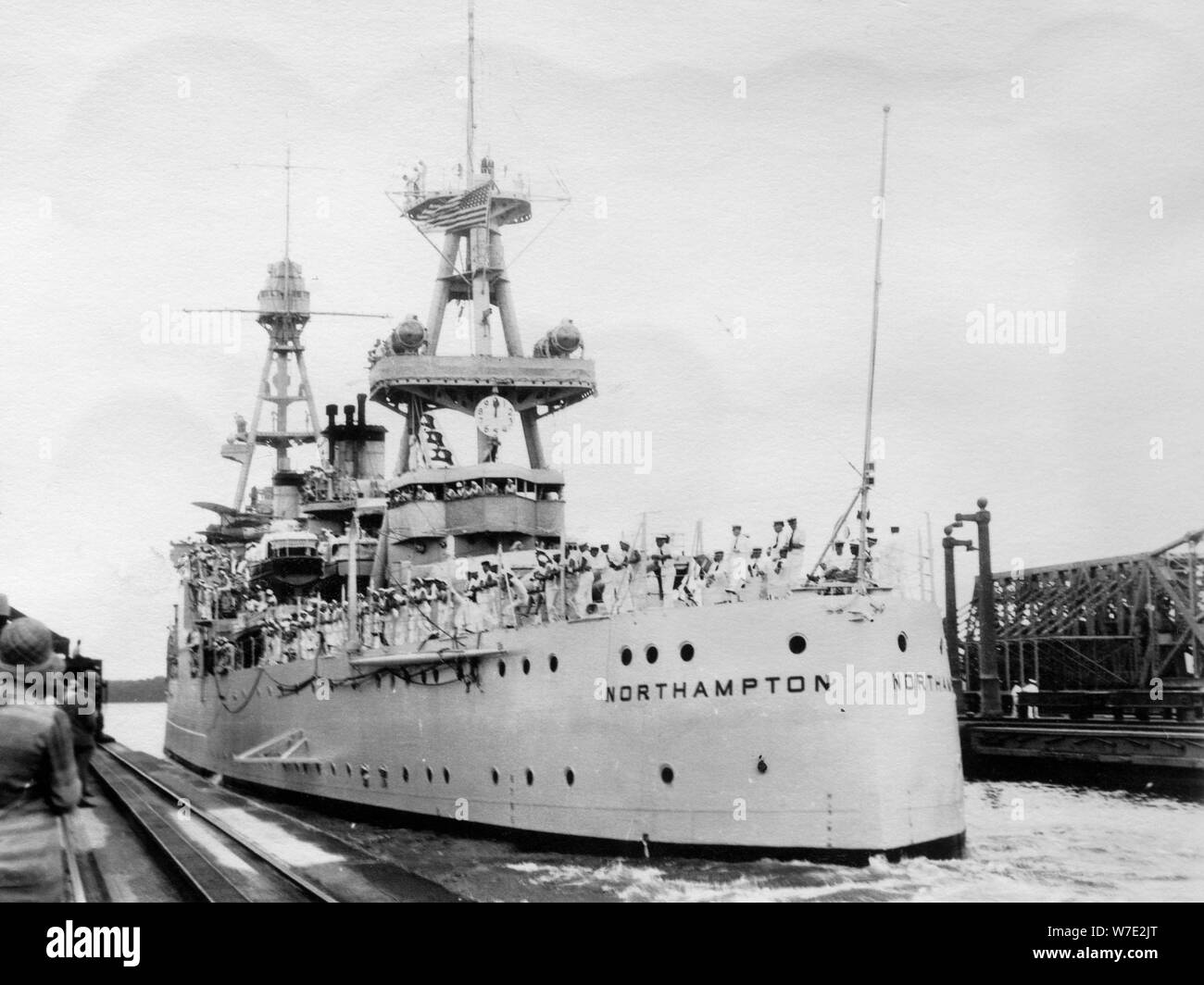 US Navy cruiser USS Northampton (CA-26), Panama Canal, Panama, 1931 ...