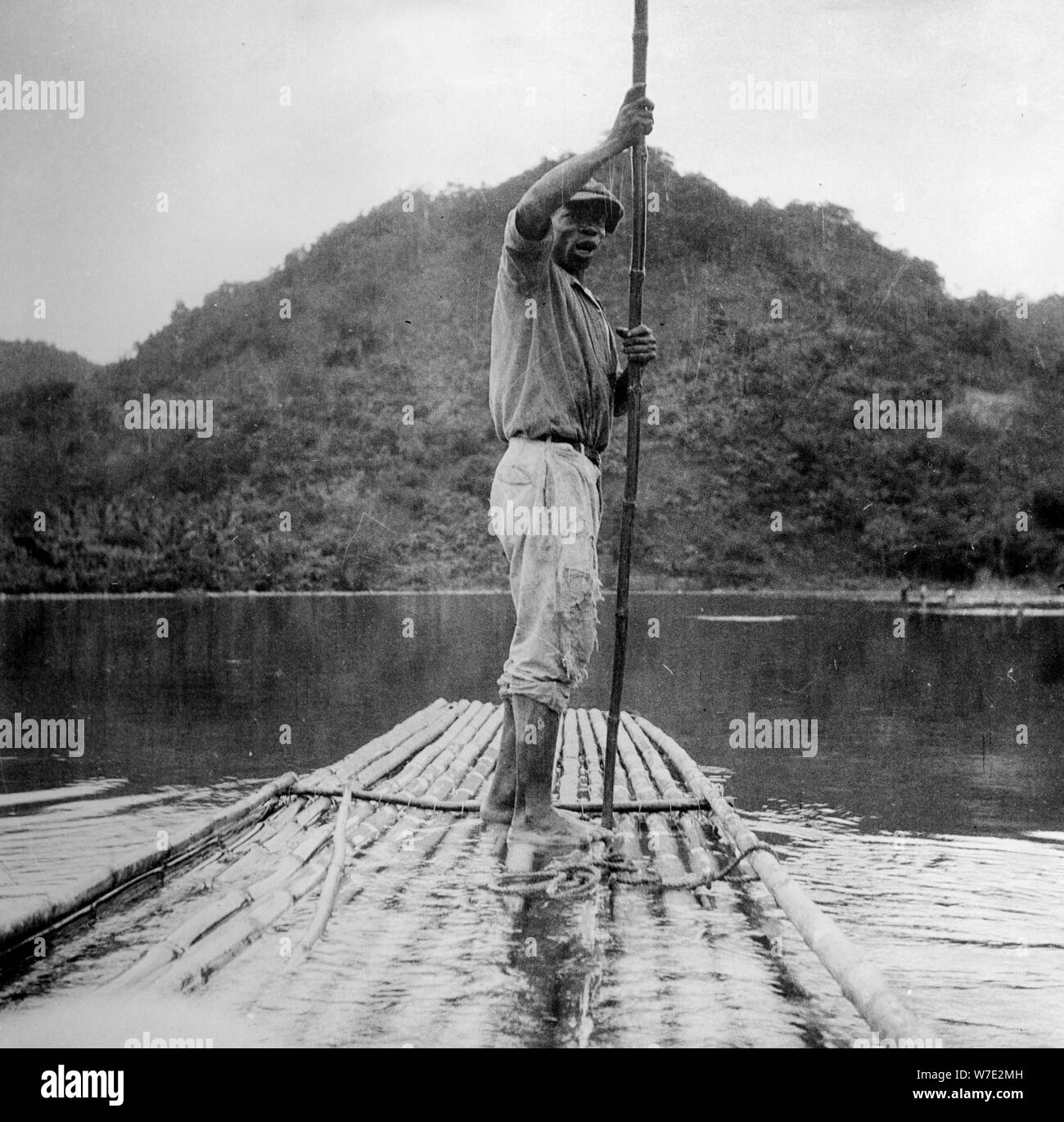 Man on a raft, Kingston, Jamaica, 1931. Artist: Unknown Stock Photo - Alamy