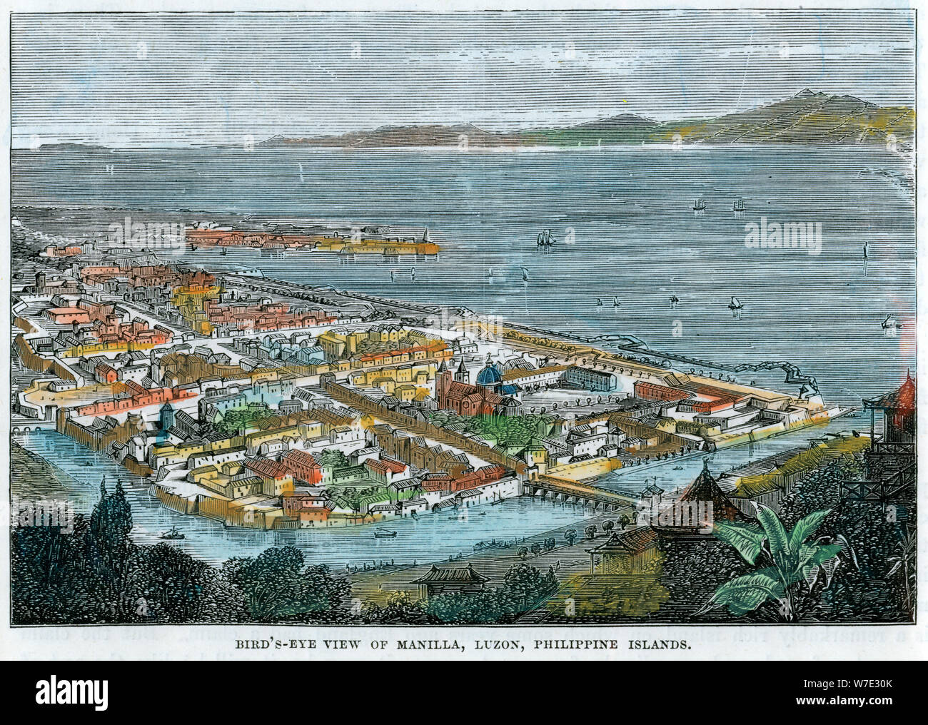 'Bird's eye view of Manilla, Luzon, Philippine Islands', c1880. Artist ...