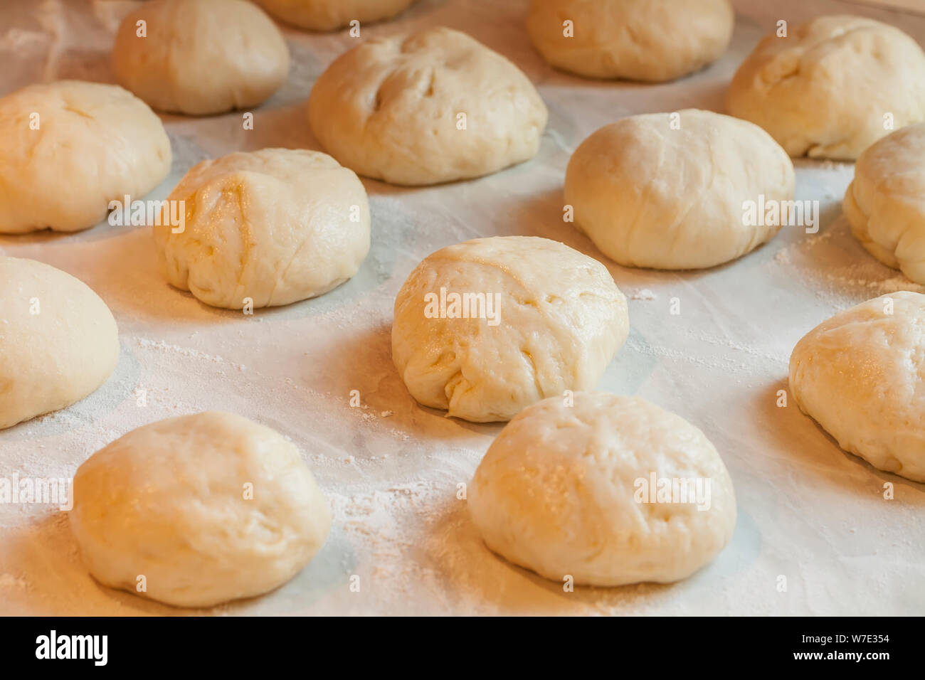 The process of making raw dough with flour in the kitchen Stock Photo ...
