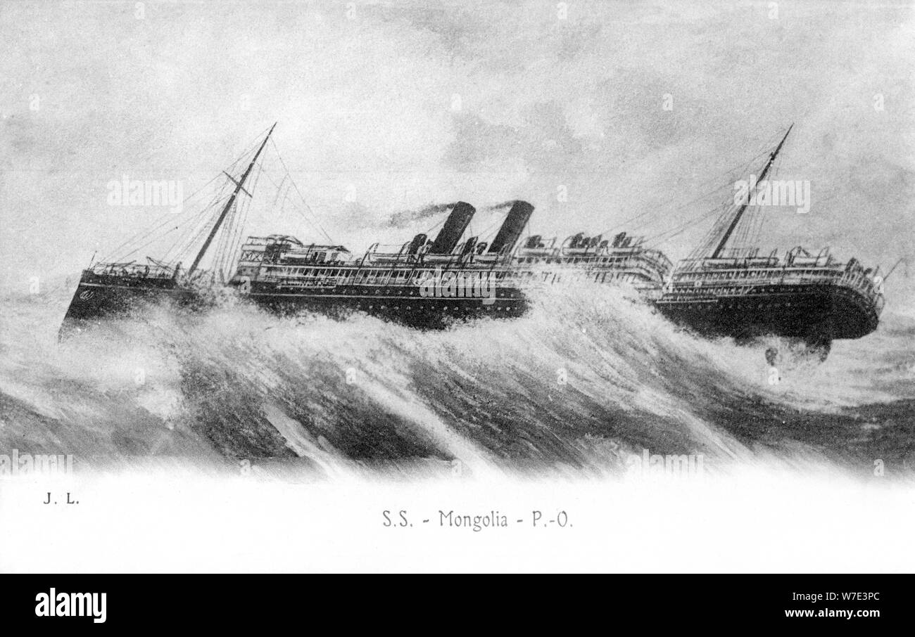 SS 'Mongolia' in heavy seas, c1903-c1917. Artist: Unknown Stock Photo ...