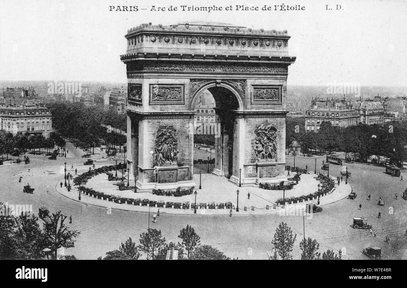Arc de Triomphe and Place de l'Etoile, Paris, France, early 20th century. Artist: Unknown Stock ...