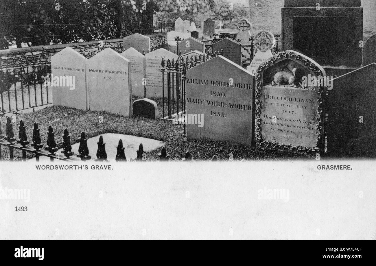Grave of the poet William Wordsworth, Grasmere, Westmorland, 20th ...