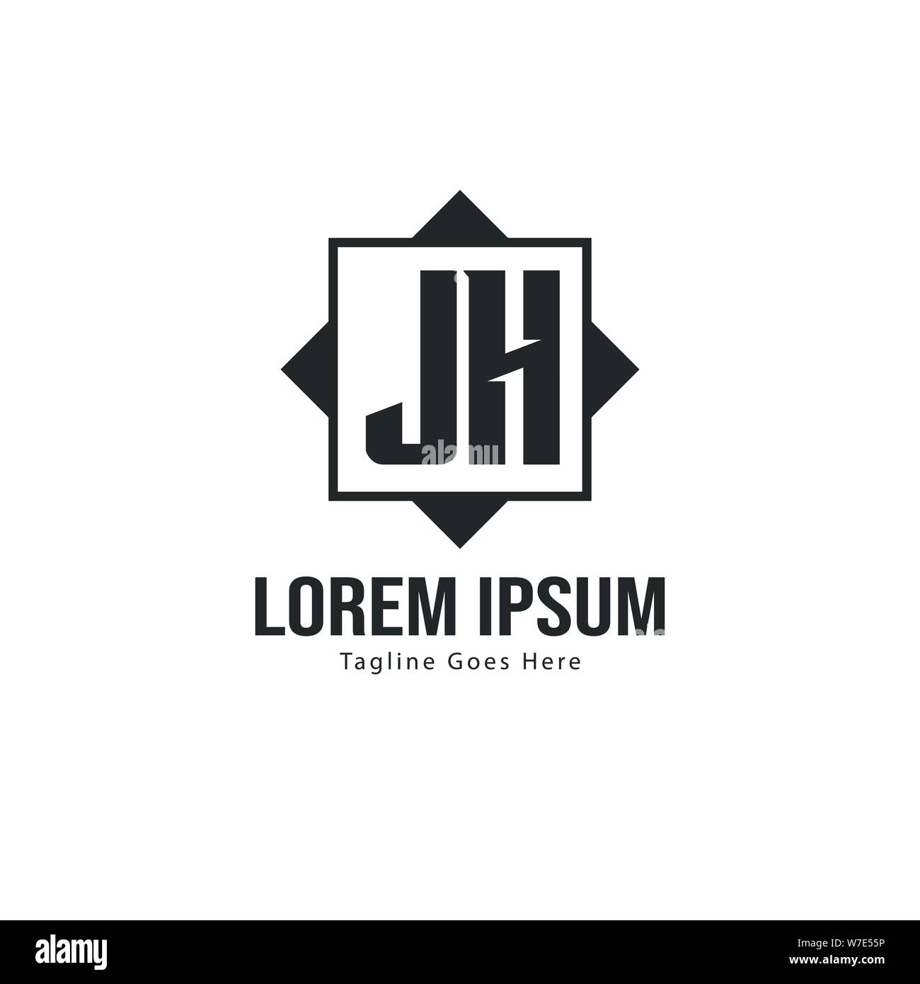 Initial JH logo template with modern frame. Minimalist JH letter logo ...