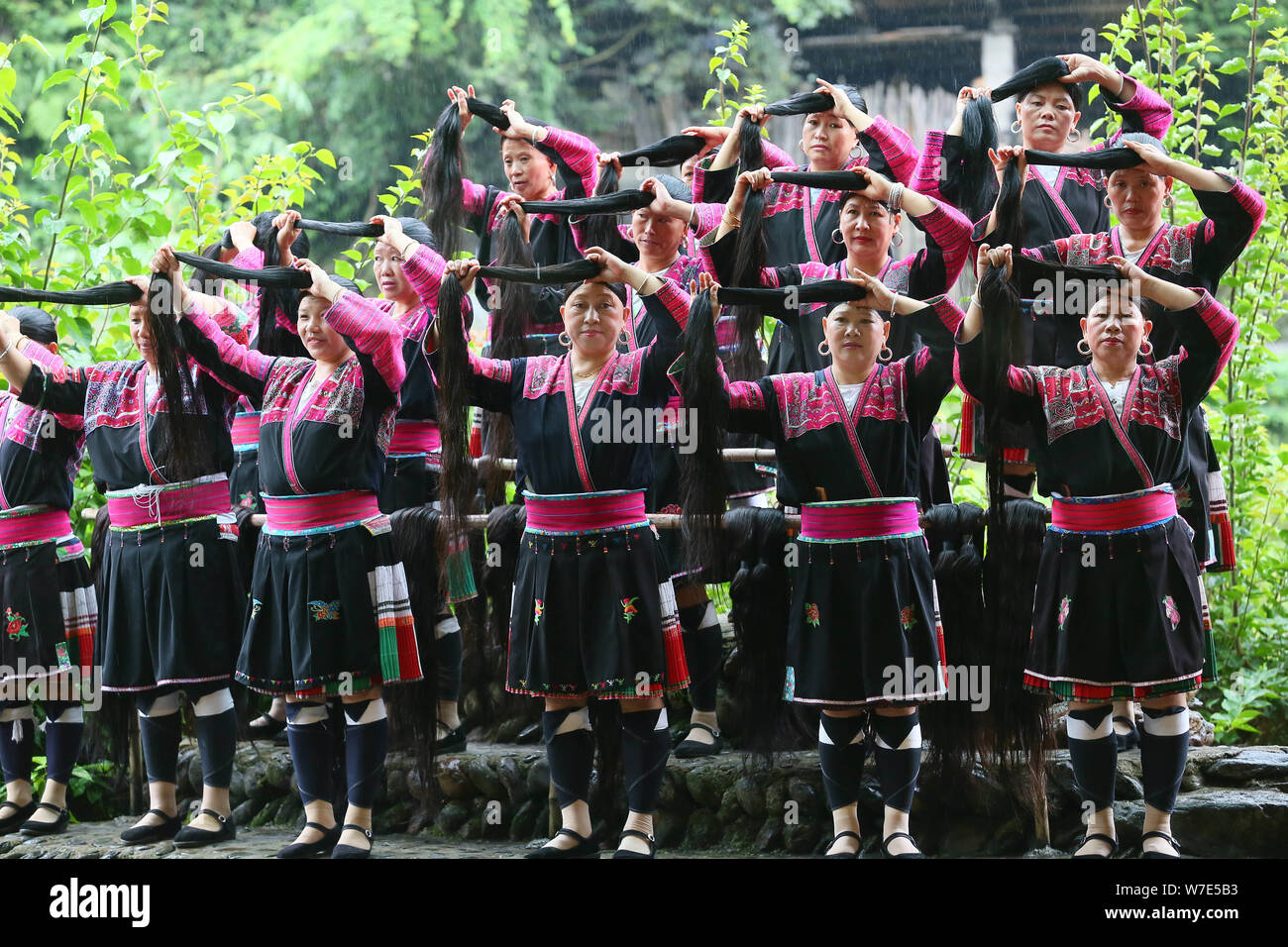 --FILE--Chinese women of Red Yao Ethnic Group dressed in traditional ...