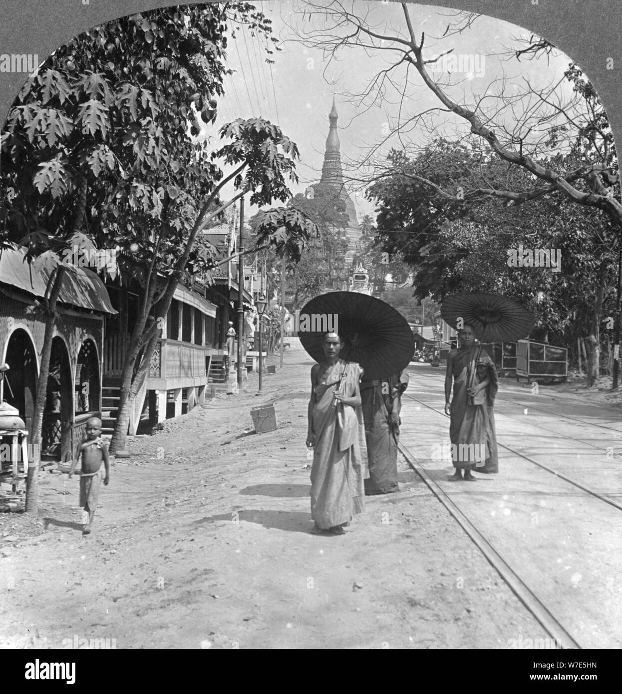 Pagoda Road to the Shwedagon Pagoda, Rangoon, Burma, 1908. Artist ...