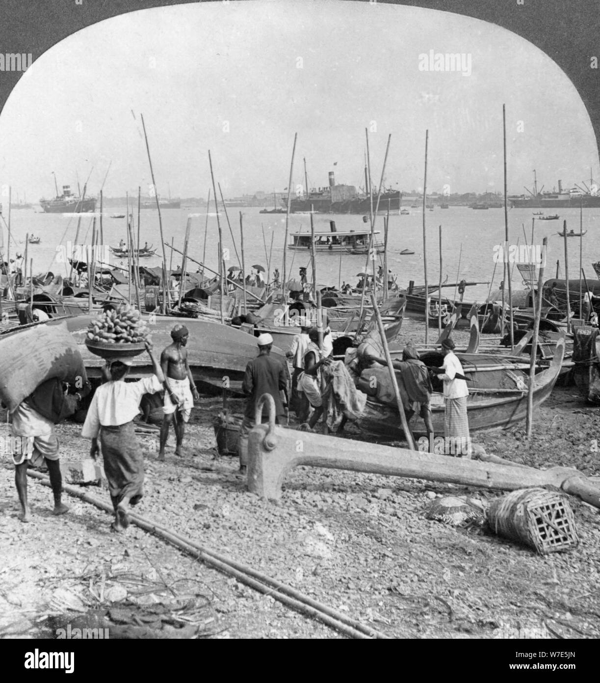 Harbour of Rangoon on the Irawaddy River, Burma, 1908. Artist: Stereo ...