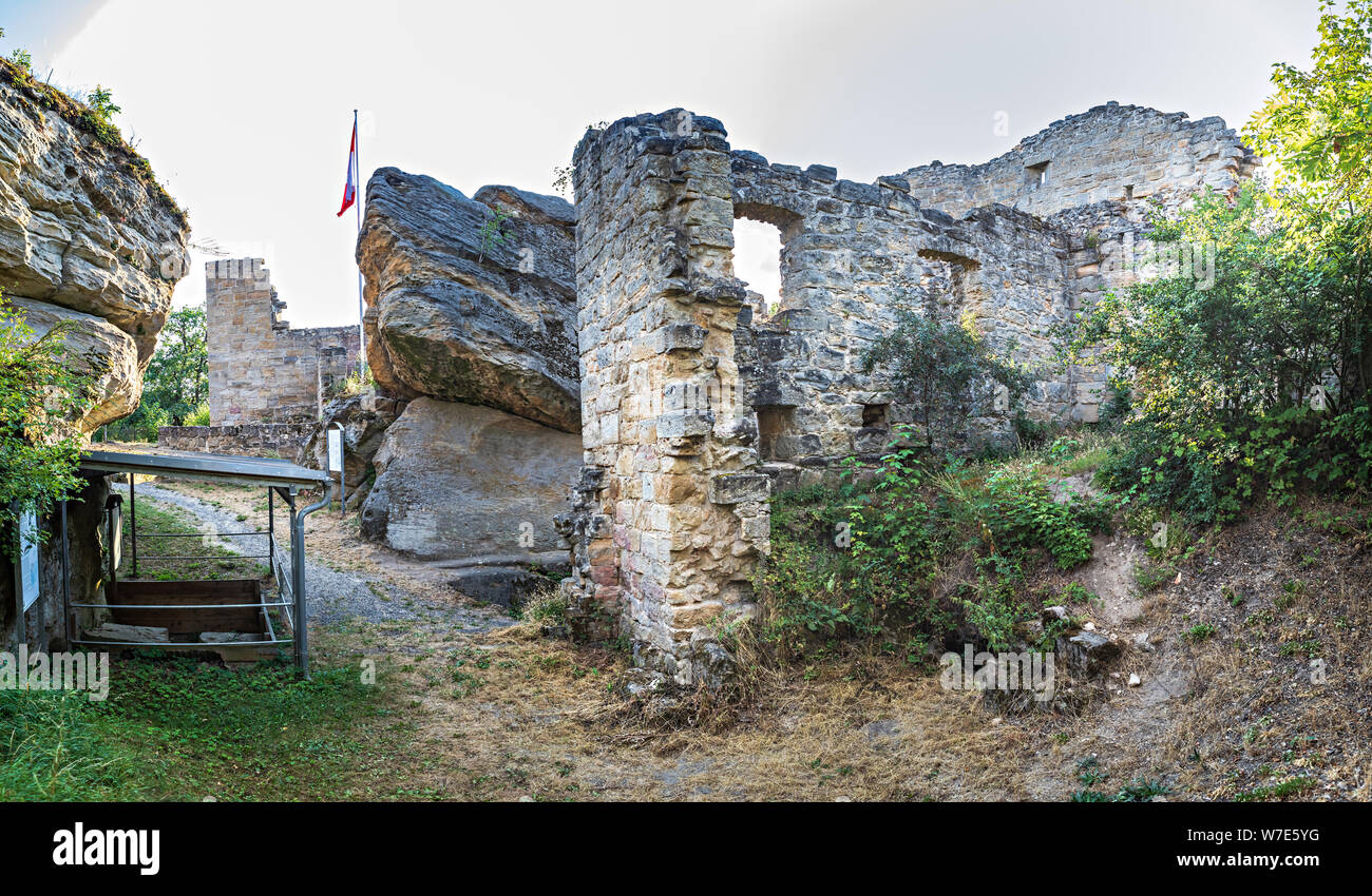 HASSBERGE, GERMANY - CIRCA JUNE, 2019: Ruin of castle Lichtenstein in ...