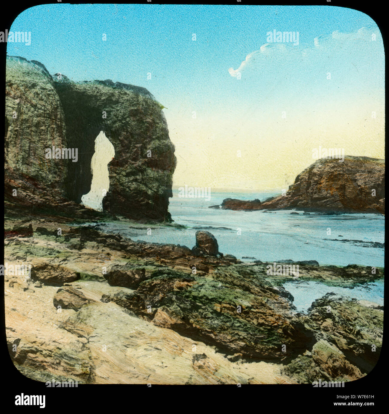 Rock arch at Perran Beach, Cornwall, late 19th or early 20th century ...