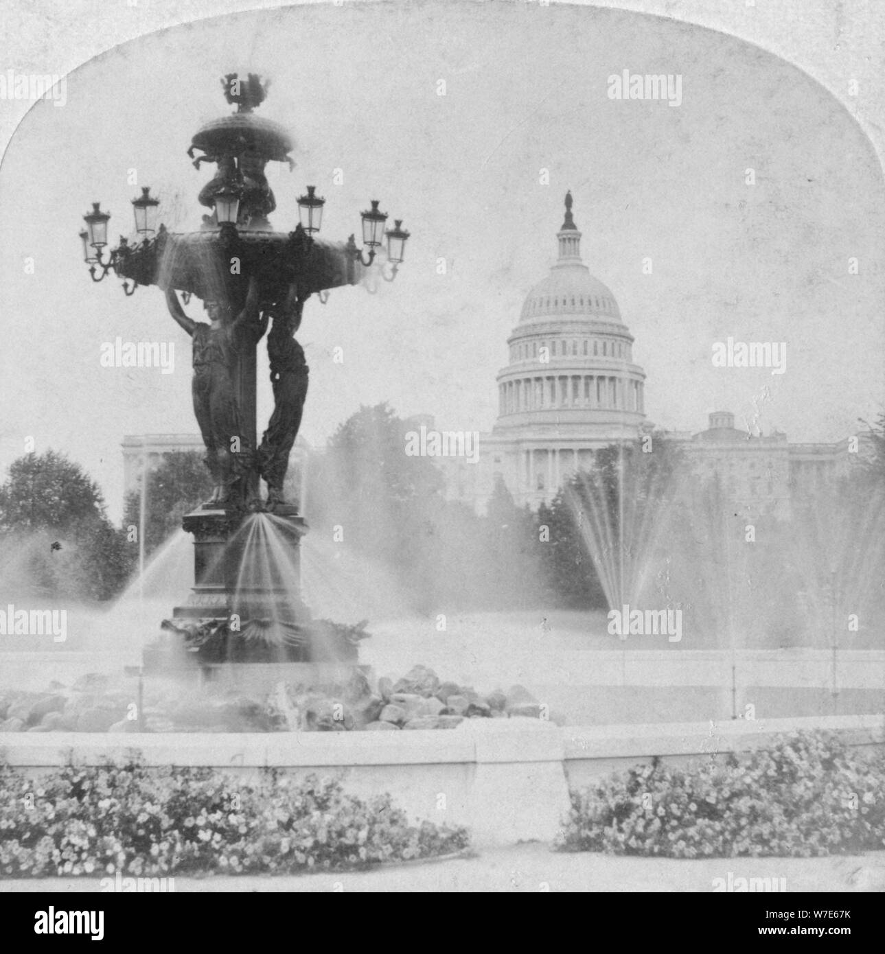 The Bartholdi Fountain and the Capitol, Washington DC, USA, late 19th ...