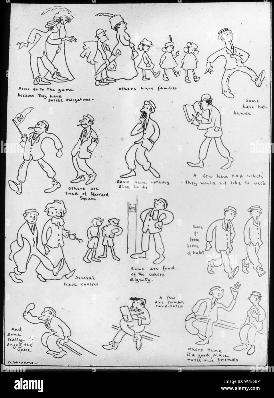 Harvard University cartoon, early 20th century(?). Artist: G Williams ...