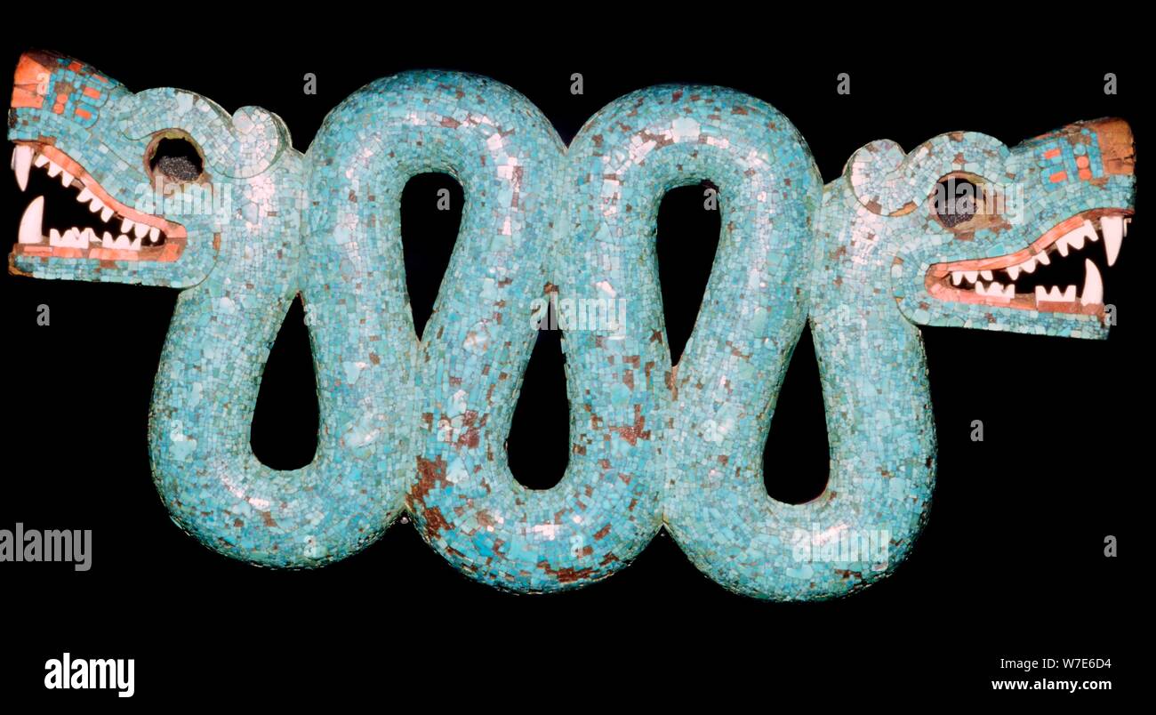 Turquoise mosaic of a double-headed serpent, Aztec/Mixtec, Mexico, 15th ...