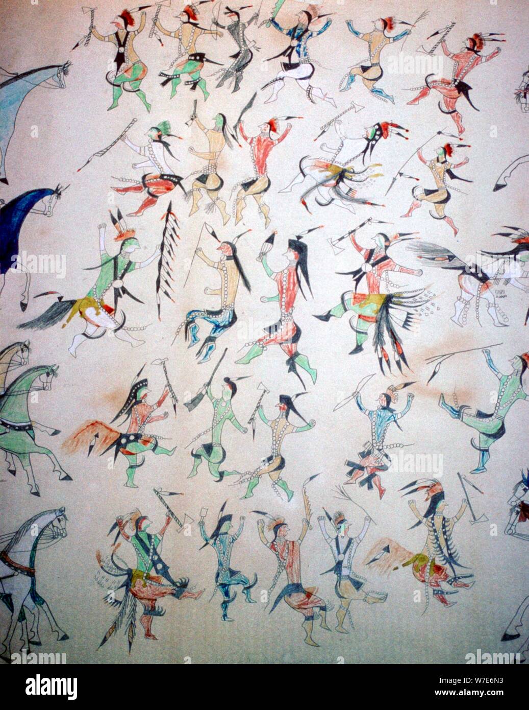 Depiction of the Grass Dance, drawn by Turning Bear, a Brule Sioux ...