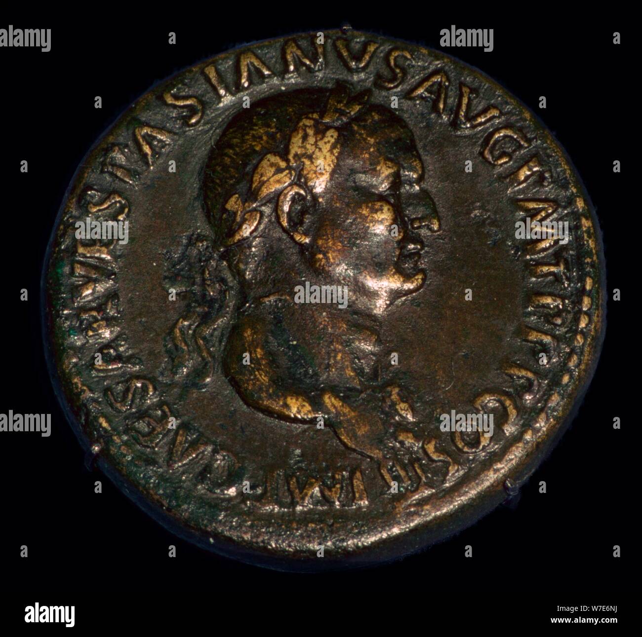 Base metal coin of the Roman emperor Vespasian, 1st century. Artist ...