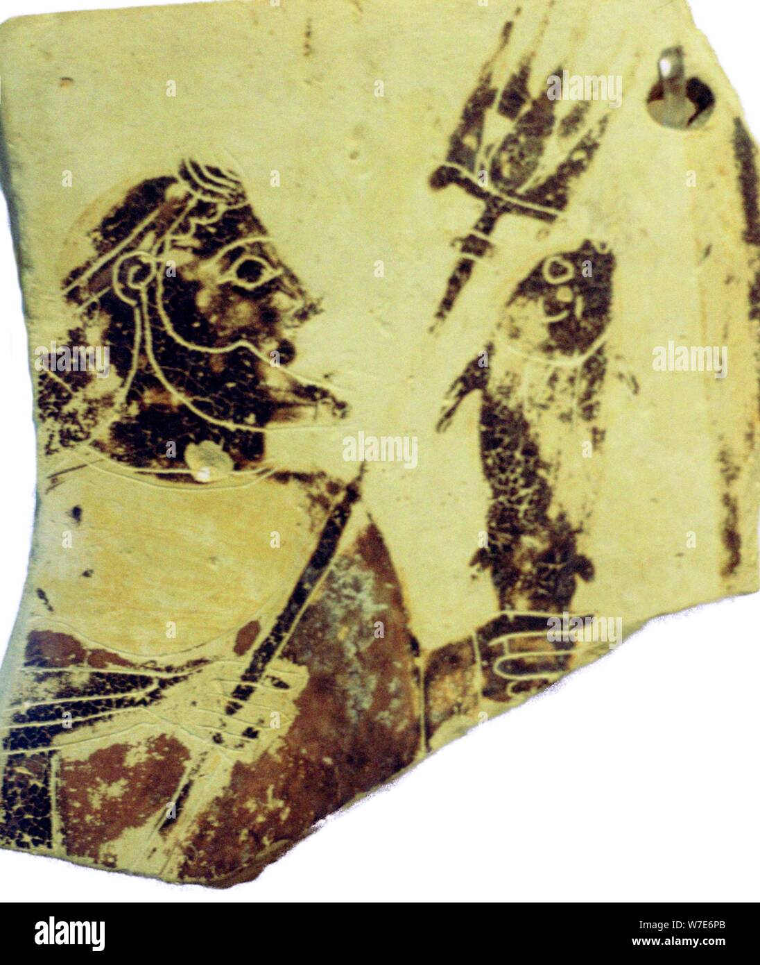 A Greek pottery fragment with the image of Poseidon. Artist: Unknown ...