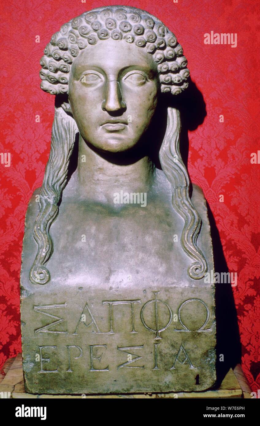 Bust of the Greek poetess Sappho, 6th century BC. Artist: Sappho Stock ...