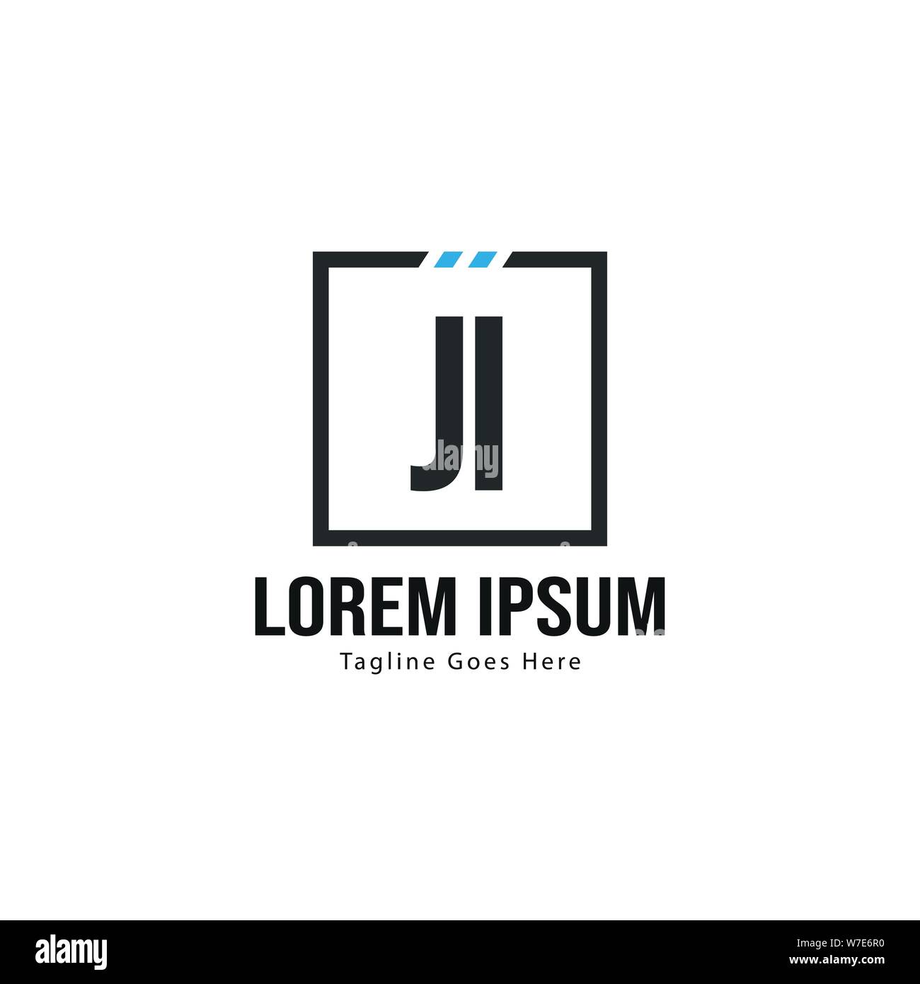 Initial JI logo template with modern frame. Minimalist JI letter logo ...