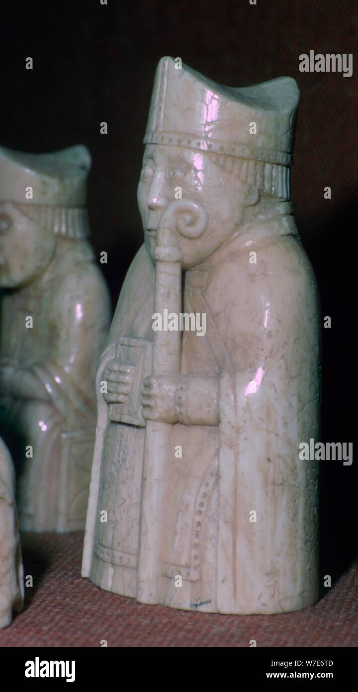 A Bishop - The Lewis Chessmen, (Norwegian?), c1150-c1200. Artist ...