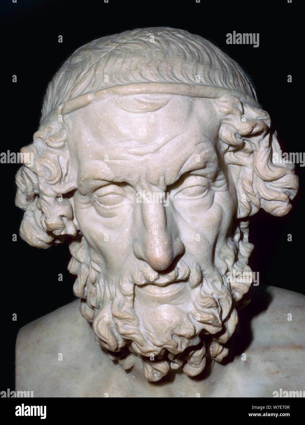 Marble portrait bust of Homer, Roman, from Baiae, Campania, Italy, 1st ...