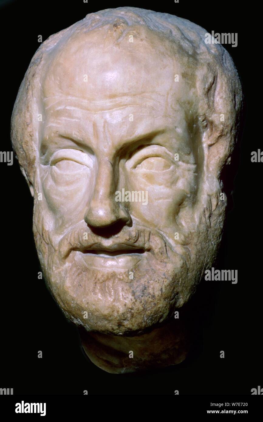 Bust of the Greek philosopher Aristotle, 4th century BC. Artist ...
