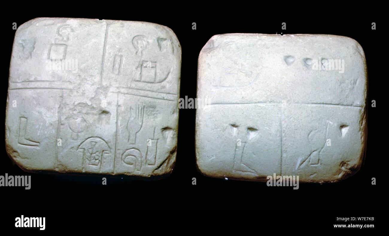 Early Sumerian stone tables, inscribed with very early archaic ...