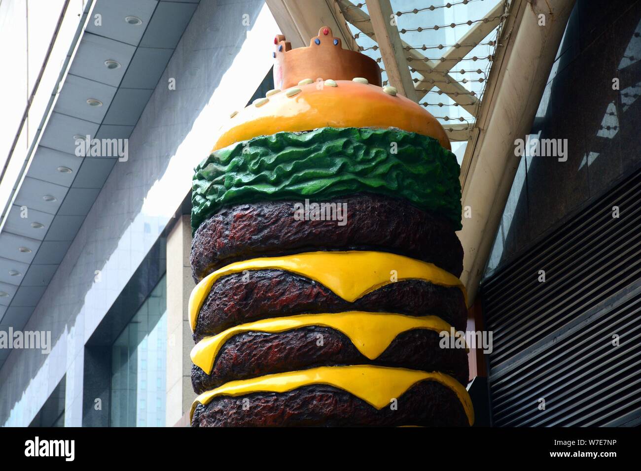 A 10-meter-tall hamburger model by Burger King is on display in ...
