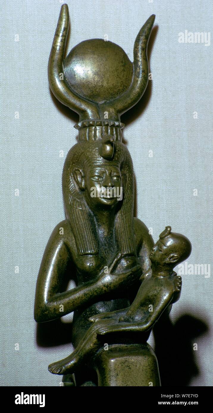 Egyptian statuette of Iris and Horus, 7th century BC Artist: Unknown ...