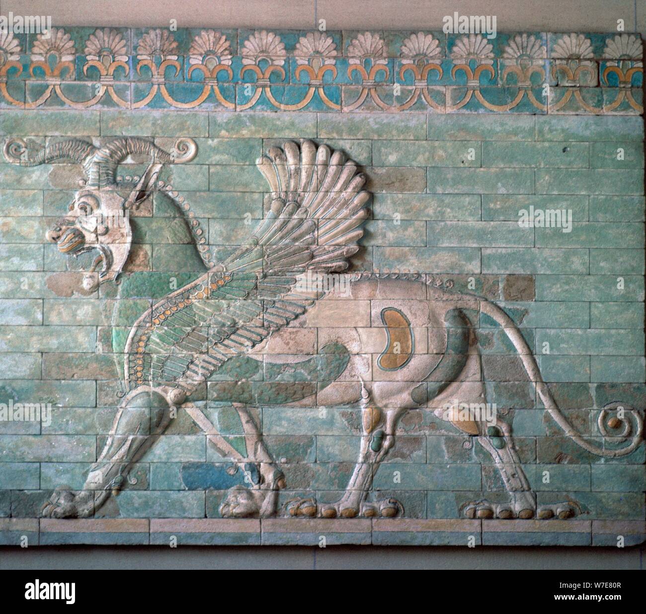 Persian enamelled brick Griffon, 6th century BC. Artist: Unknown Stock ...
