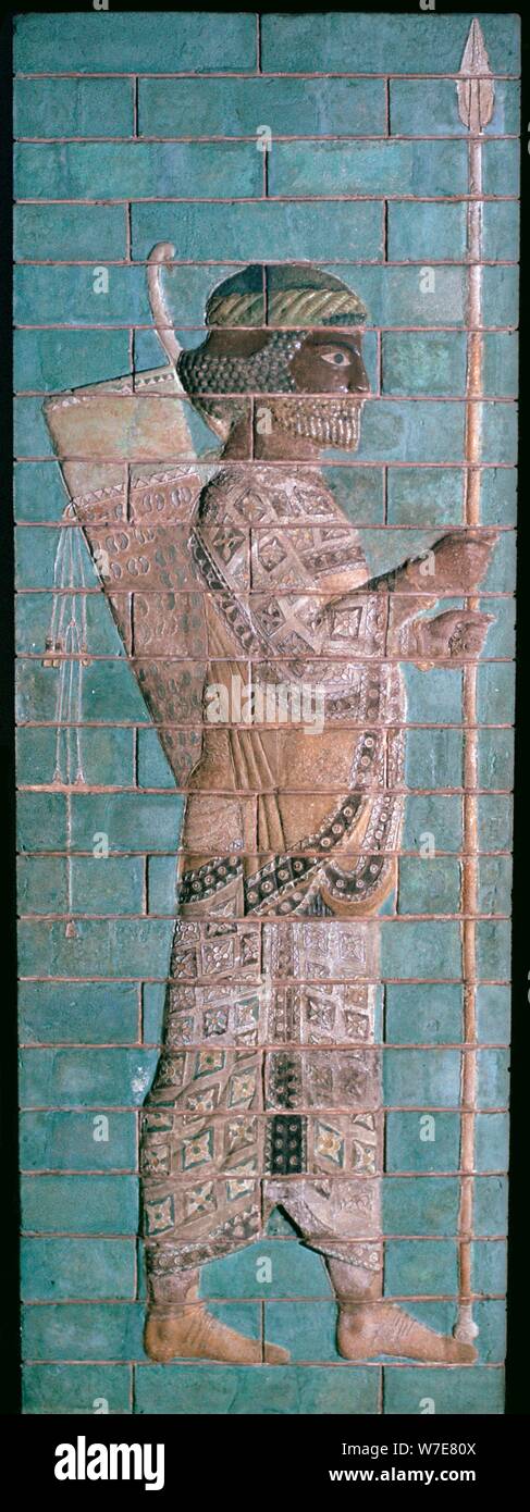 Persian enamelled brick archer, 6th century BC. Artist: Unknown Stock ...