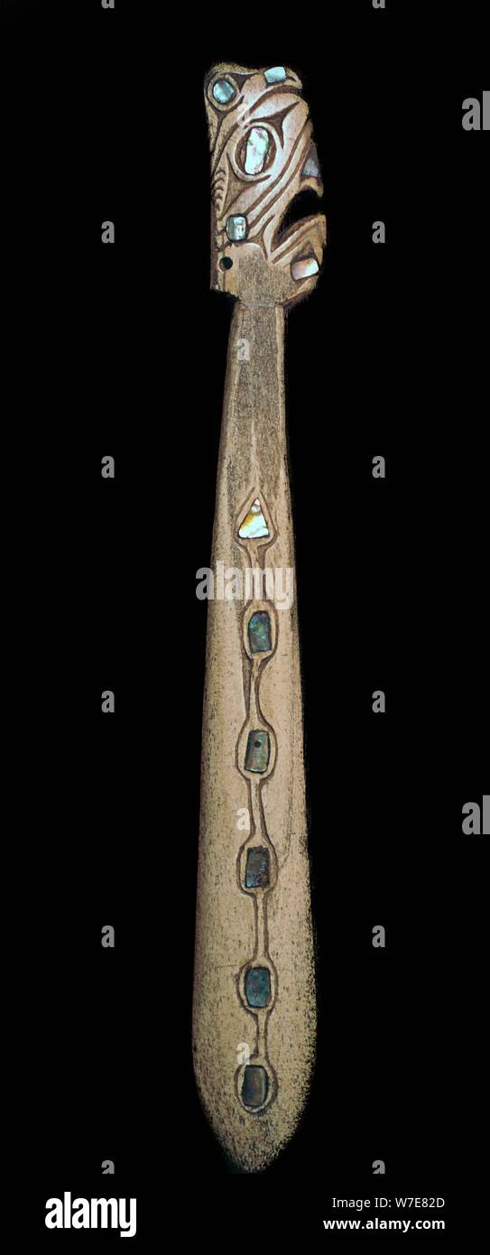 Nootka Tribe Native American whalebone club. Artist: Unknown Stock ...