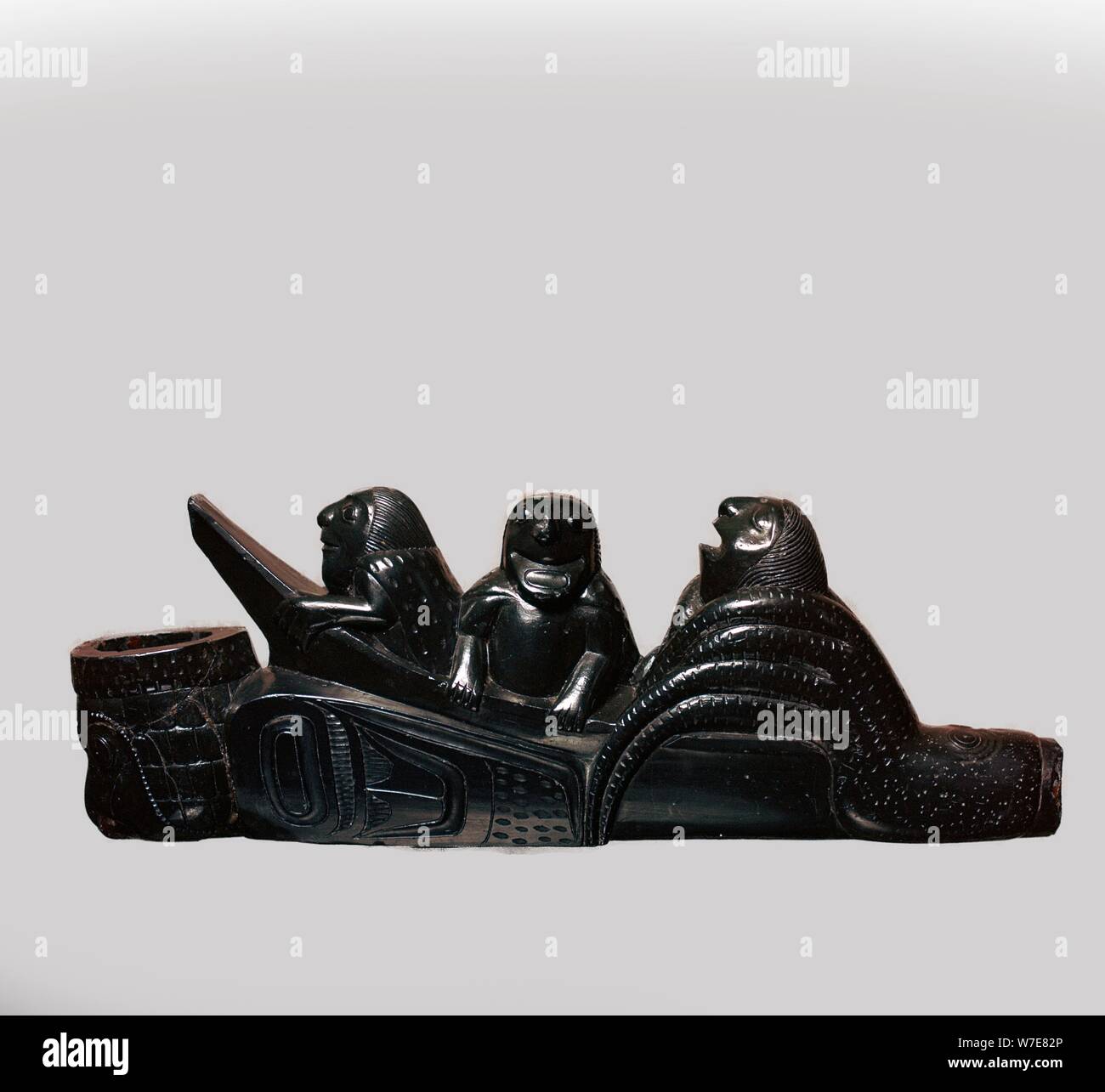 Haida Native American tobacco-pipe, 19th century. Artist: Unknown Stock ...