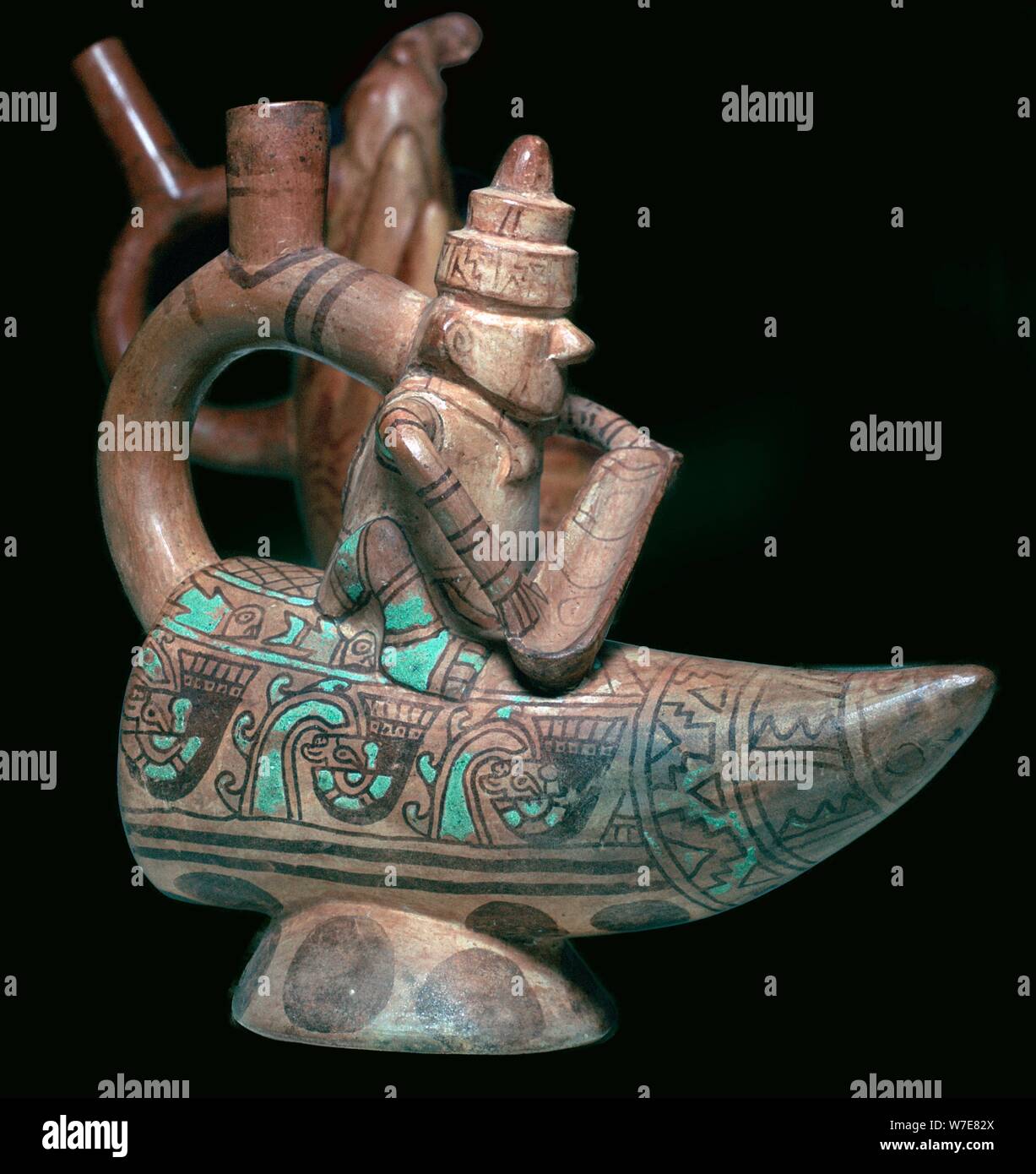 Mochica stirrup-spout vessel of a fisherman. Artist: Unknown Stock ...