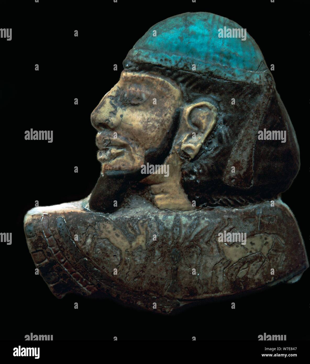 Egyptian glazed relief of a Phoenician slave. Artist: Unknown Stock ...