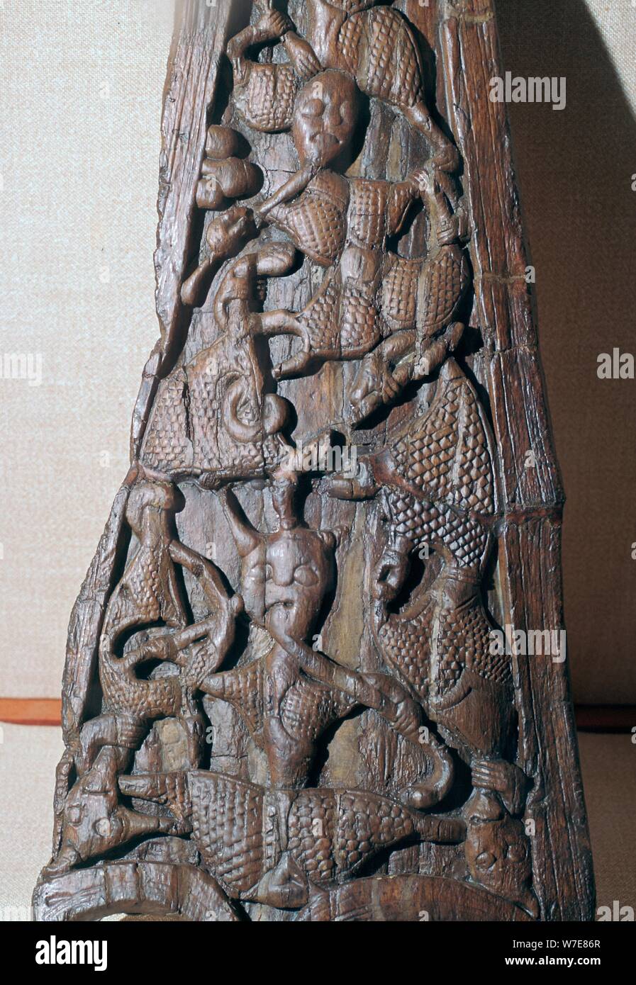 Detail of woodcarving from a Viking sledge, 9th century. Artist ...