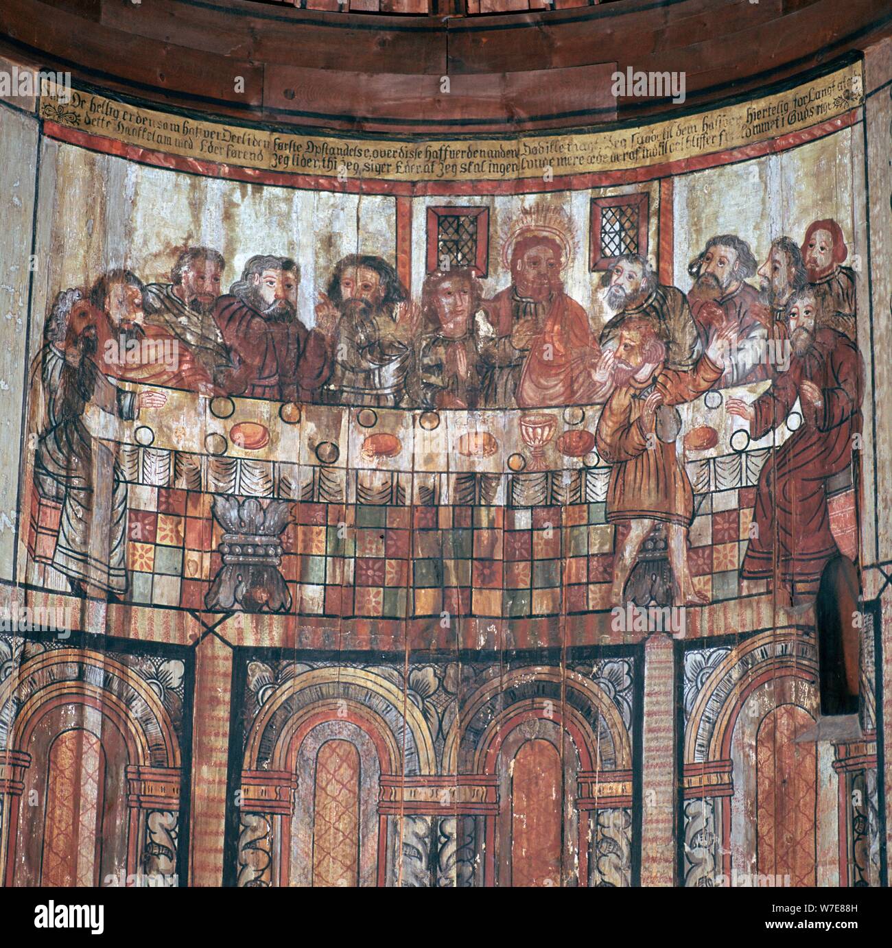 Norwegian painting of the last supper, 13th century. Artist: Unknown ...
