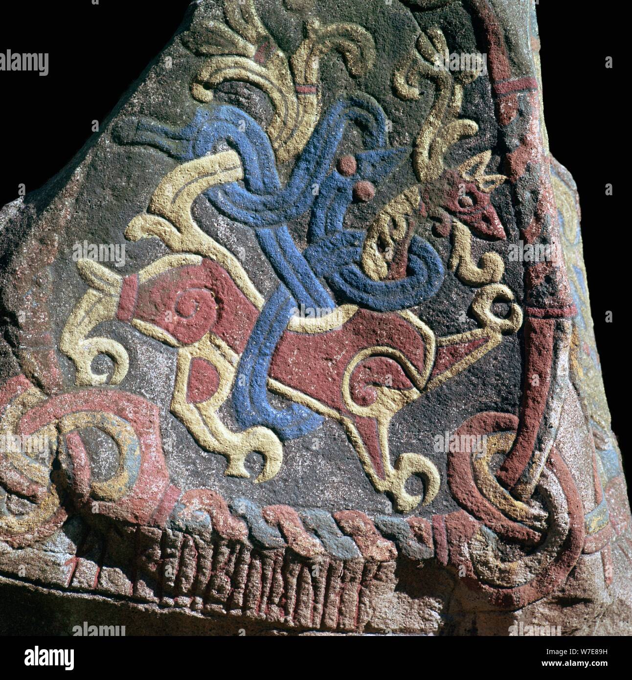 Detail of the great runestone of Harald Bluetooth, 10th century. Artist ...