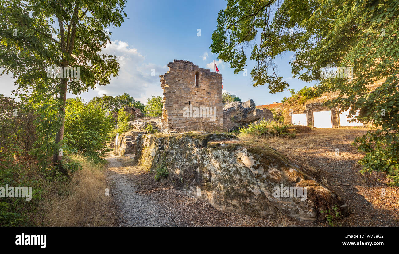 HASSBERGE, GERMANY - CIRCA JUNE, 2019: Ruin of castle Lichtenstein in ...
