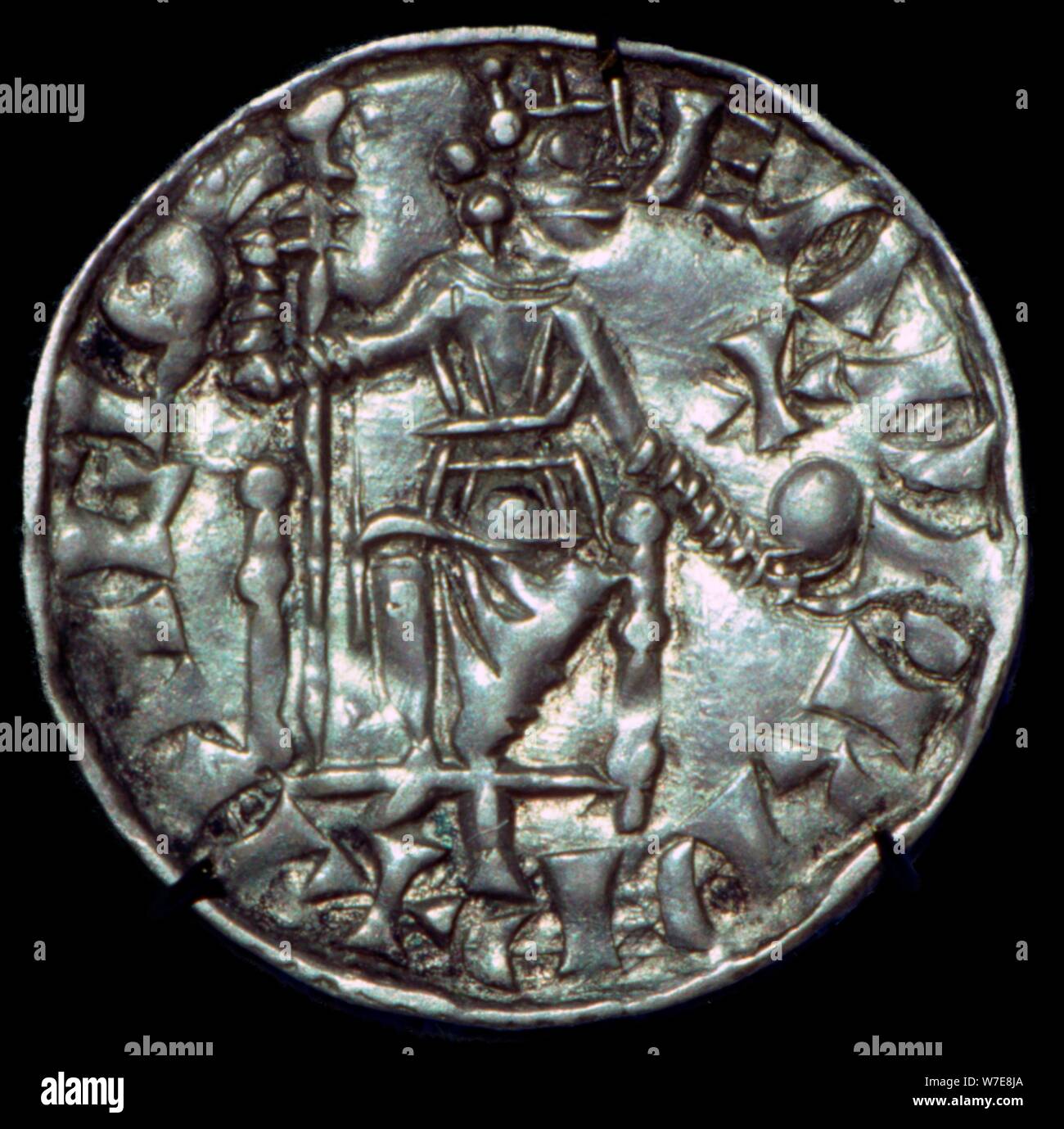 Anglo-Saxon Silver Penny of Edward the Confessor. Artist: Unknown Stock ...