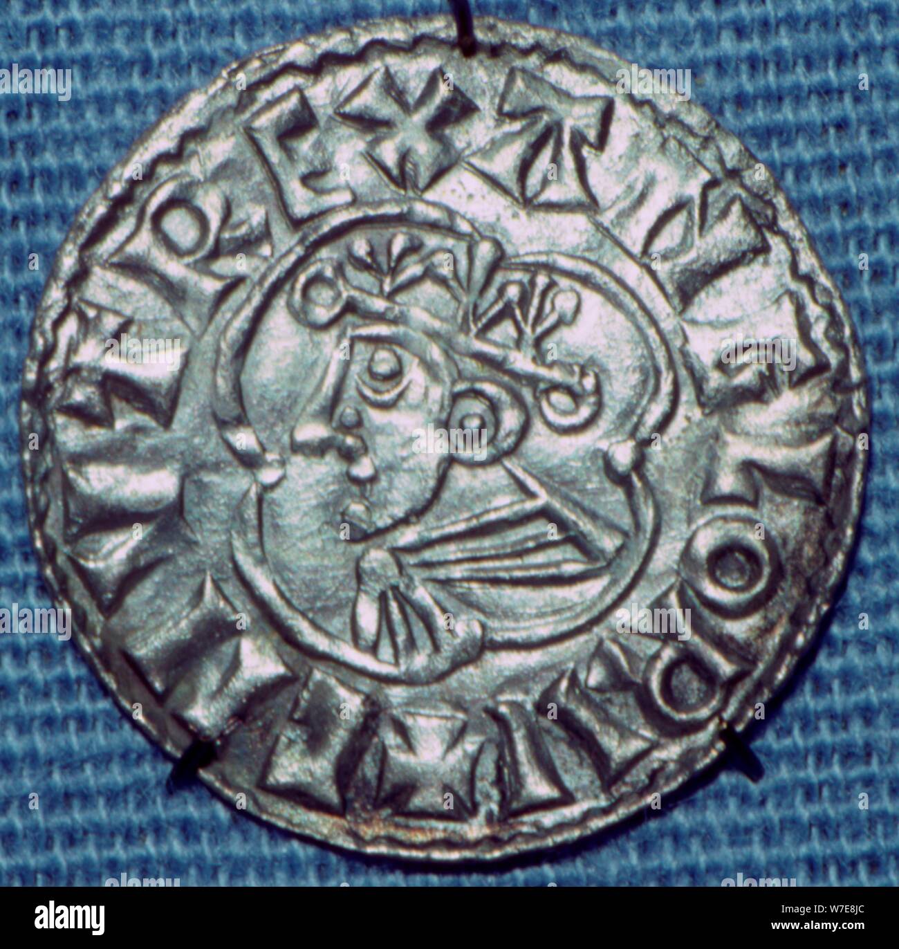 Anglo-Saxon Silver Penny of Cnut. Artist: Unknown Stock Photo - Alamy
